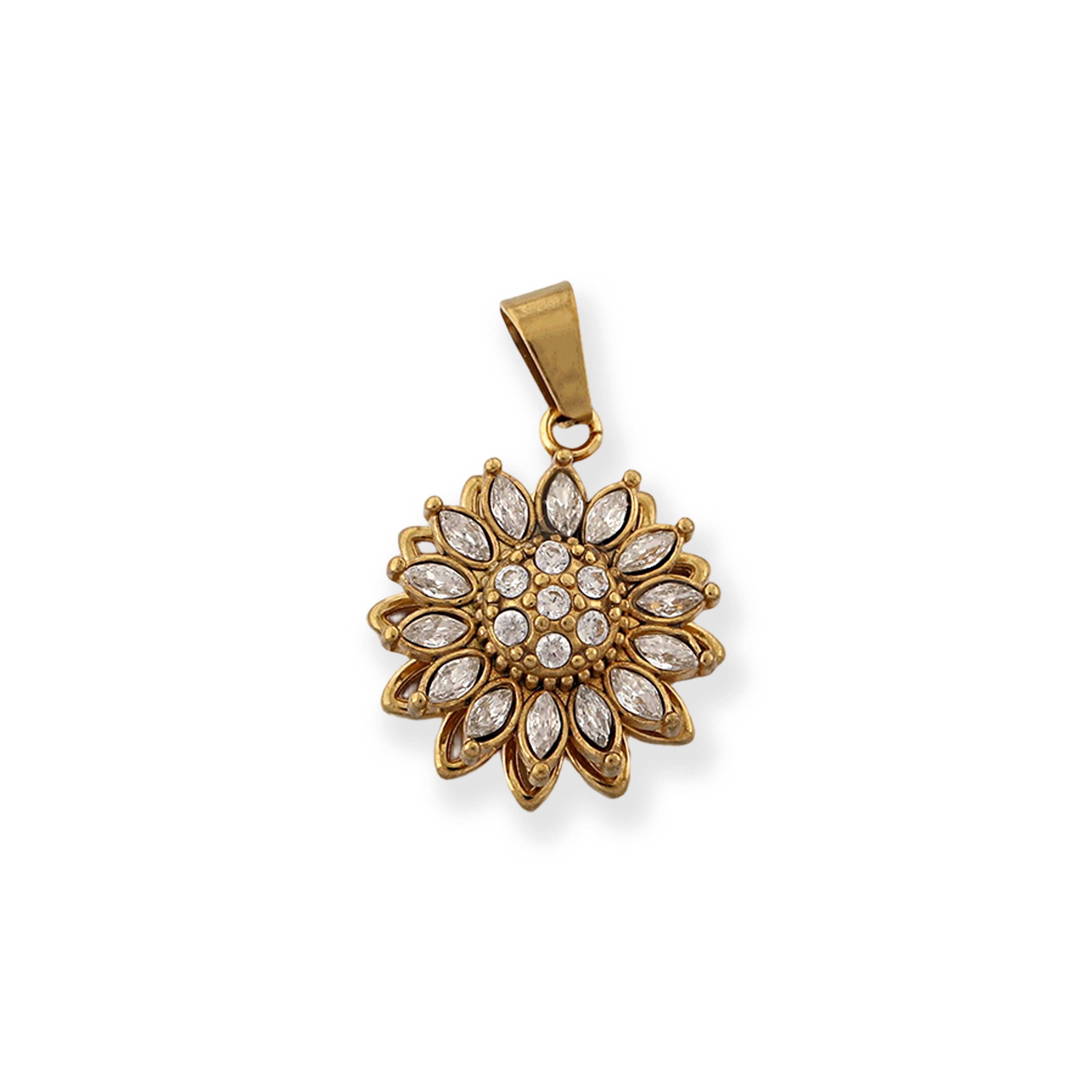 DIJE DE ACERO GIRATORIO FLOR